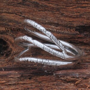 Three Layer Textured Silver Band Ring for Women Boho Solid 925 Sterling ...