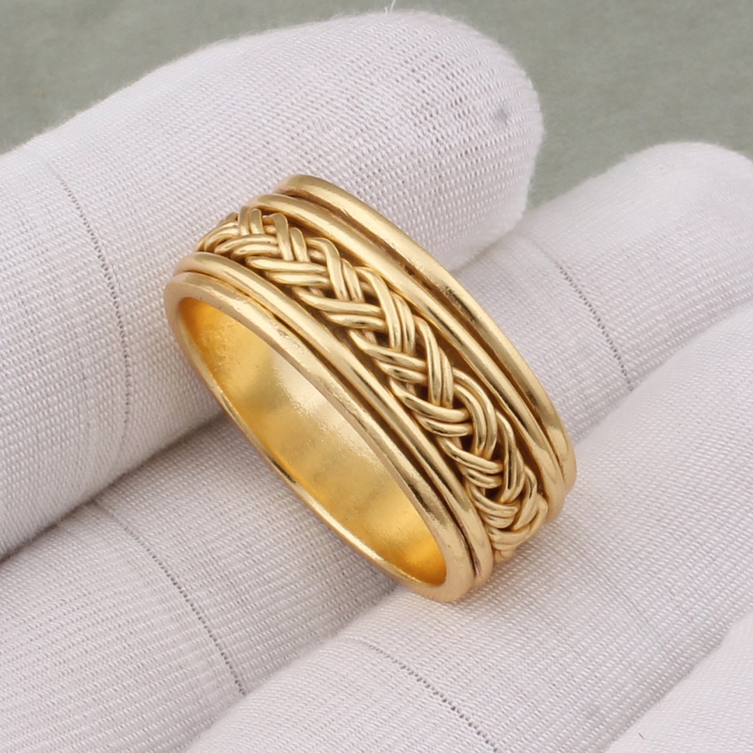 Handmade Designer Band Ring-wedding Gift Ring-micron Gold Plated 18K ...