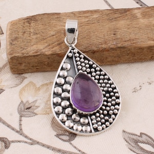 Simple Pendants 925 Silver Solid Pendants Natural Amethyst Top Quality ...