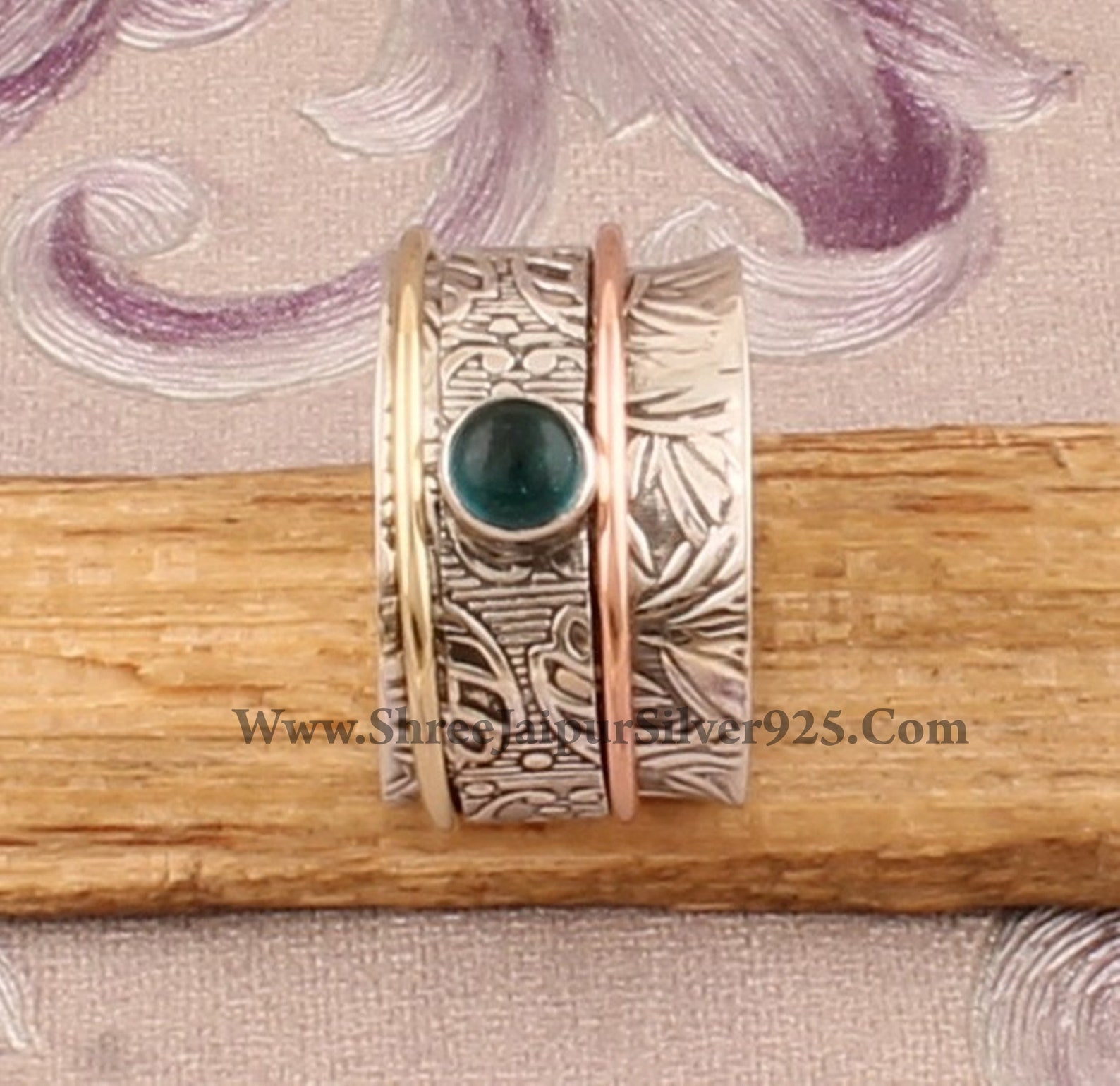 925 SOLID Sterling Silver Neon Gemstone Spinner Ring ...