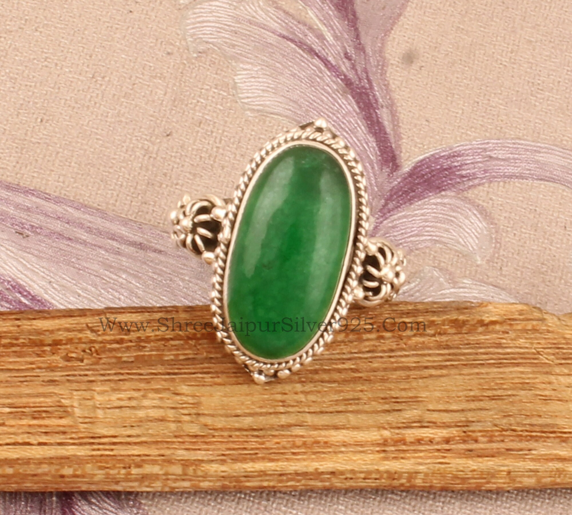 925 Sterling Silver Rings for Women Natural Green Jade Ring | Etsy