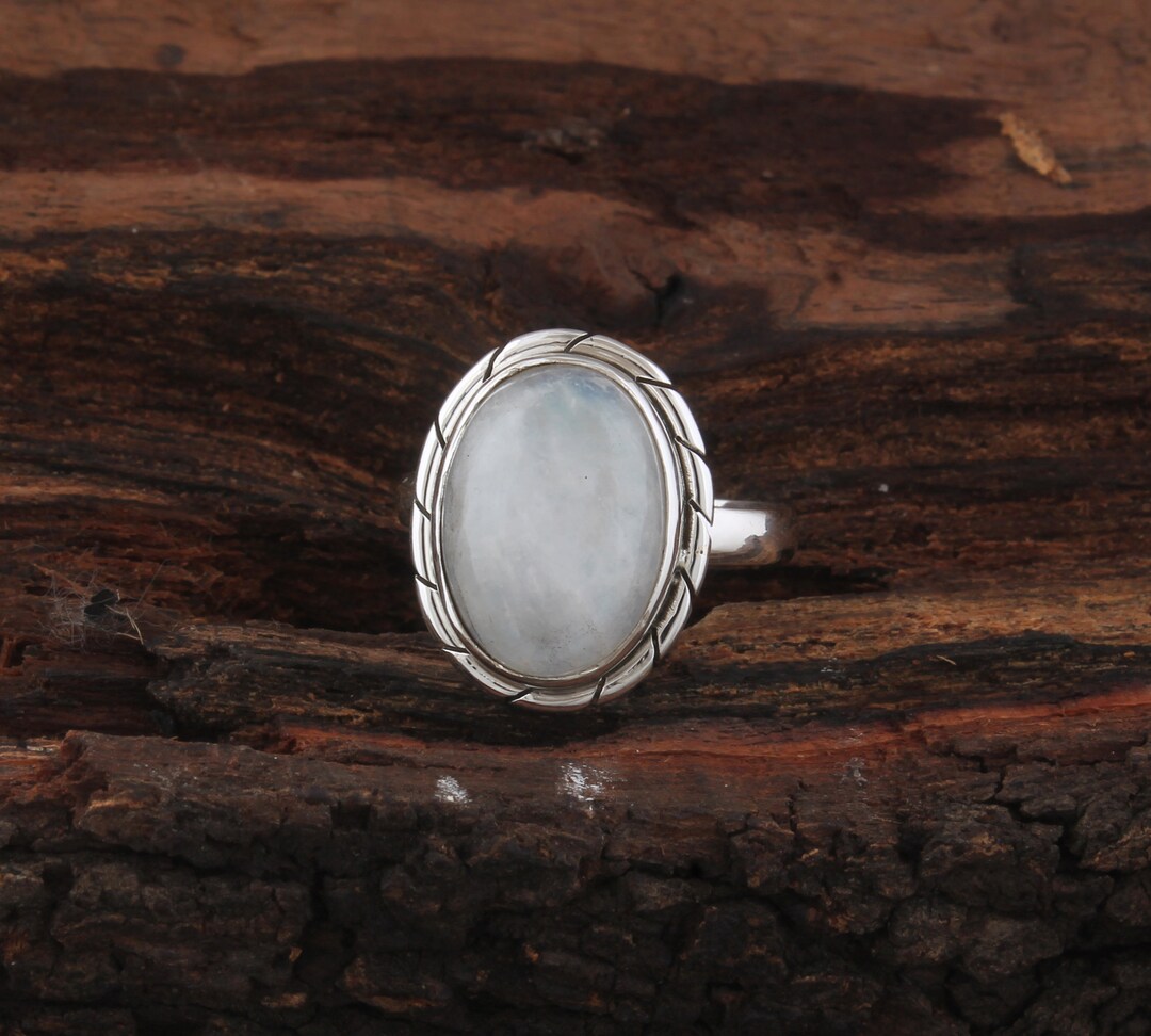 Genuine Moonstone Ring, Moonstone Silver Ring, 925 Sterling Silver Ring ...