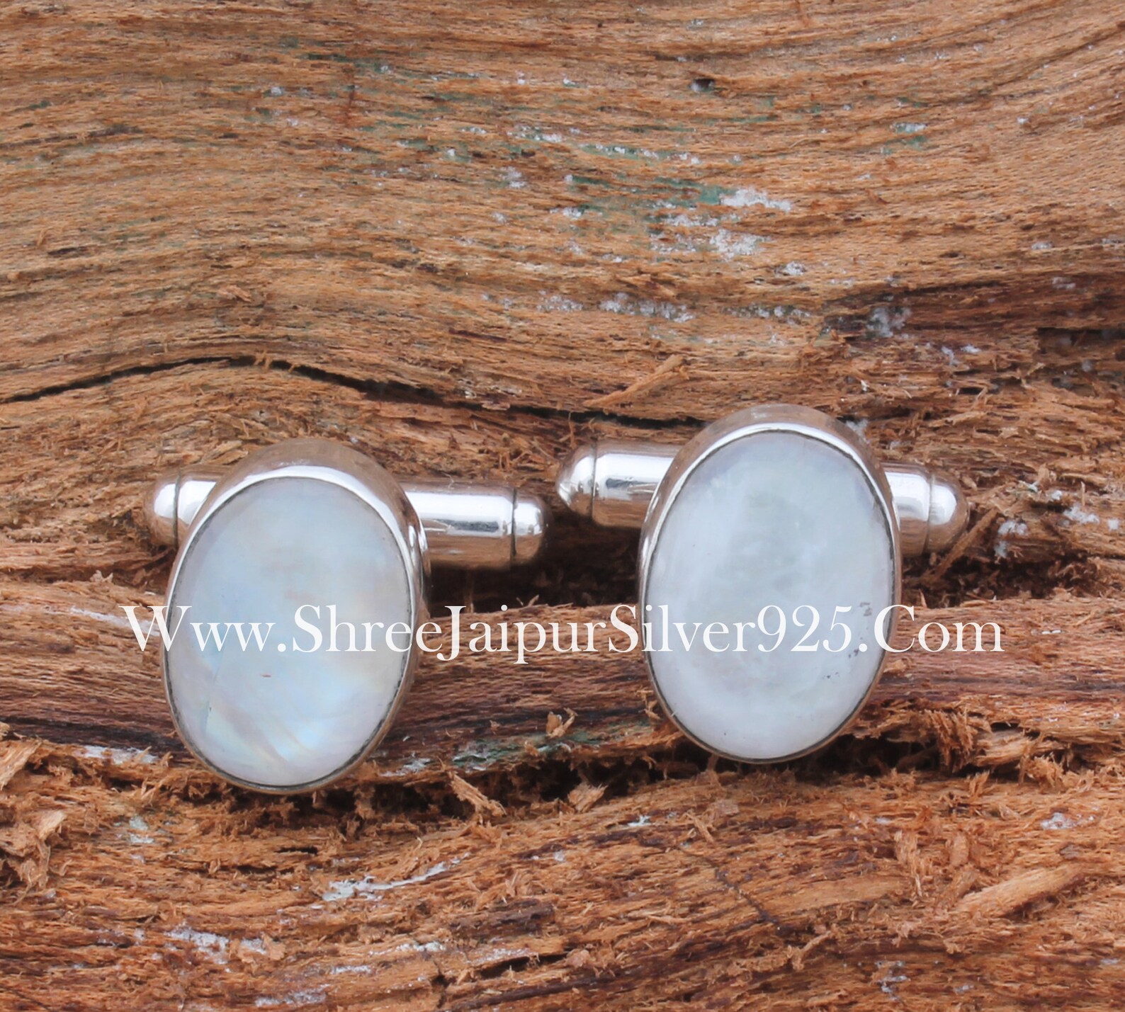 Natural Rainbow Moonstone Silver Cufflink 925 Sterling Silver - Etsy