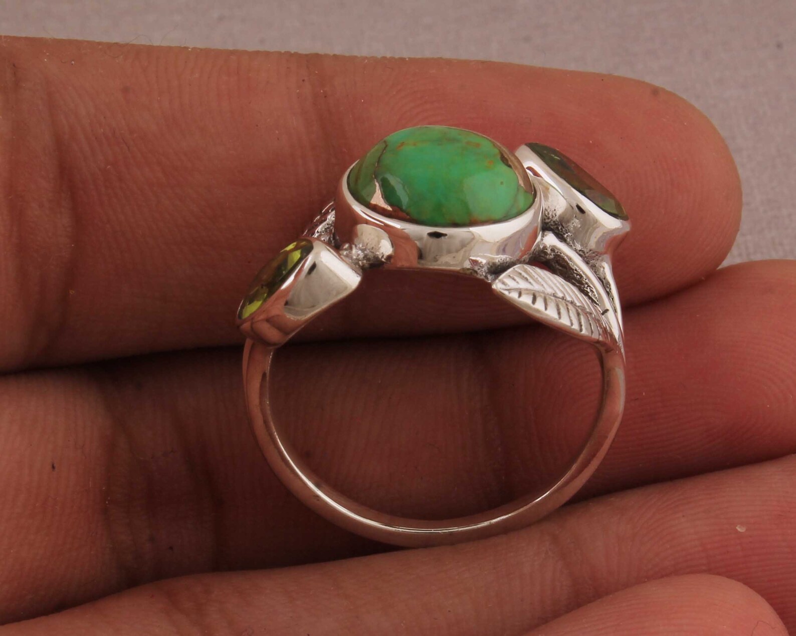 Combo Ring Composite TurquoisePeridot Gemstone's Ring | Etsy
