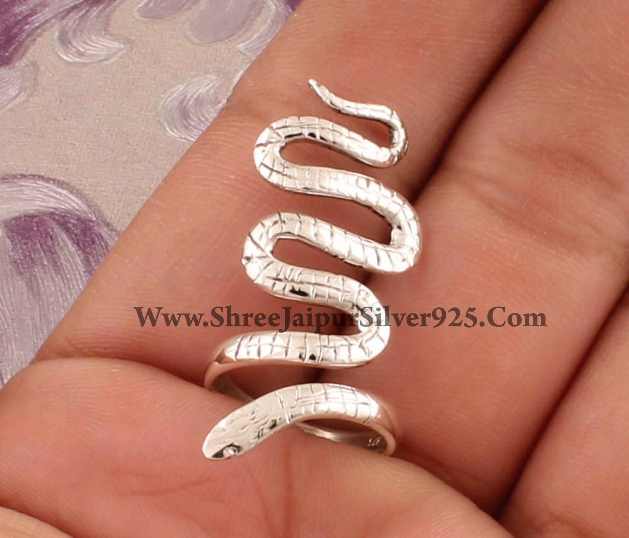 925 Sterling Silver Designer Snake Adjustable Ring Handmade | Etsy