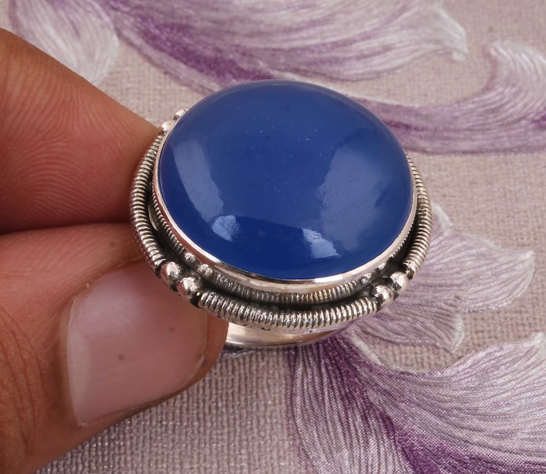 Amazing Blue Jade Top Quality Gemstone Ring 925-sterling | Etsy