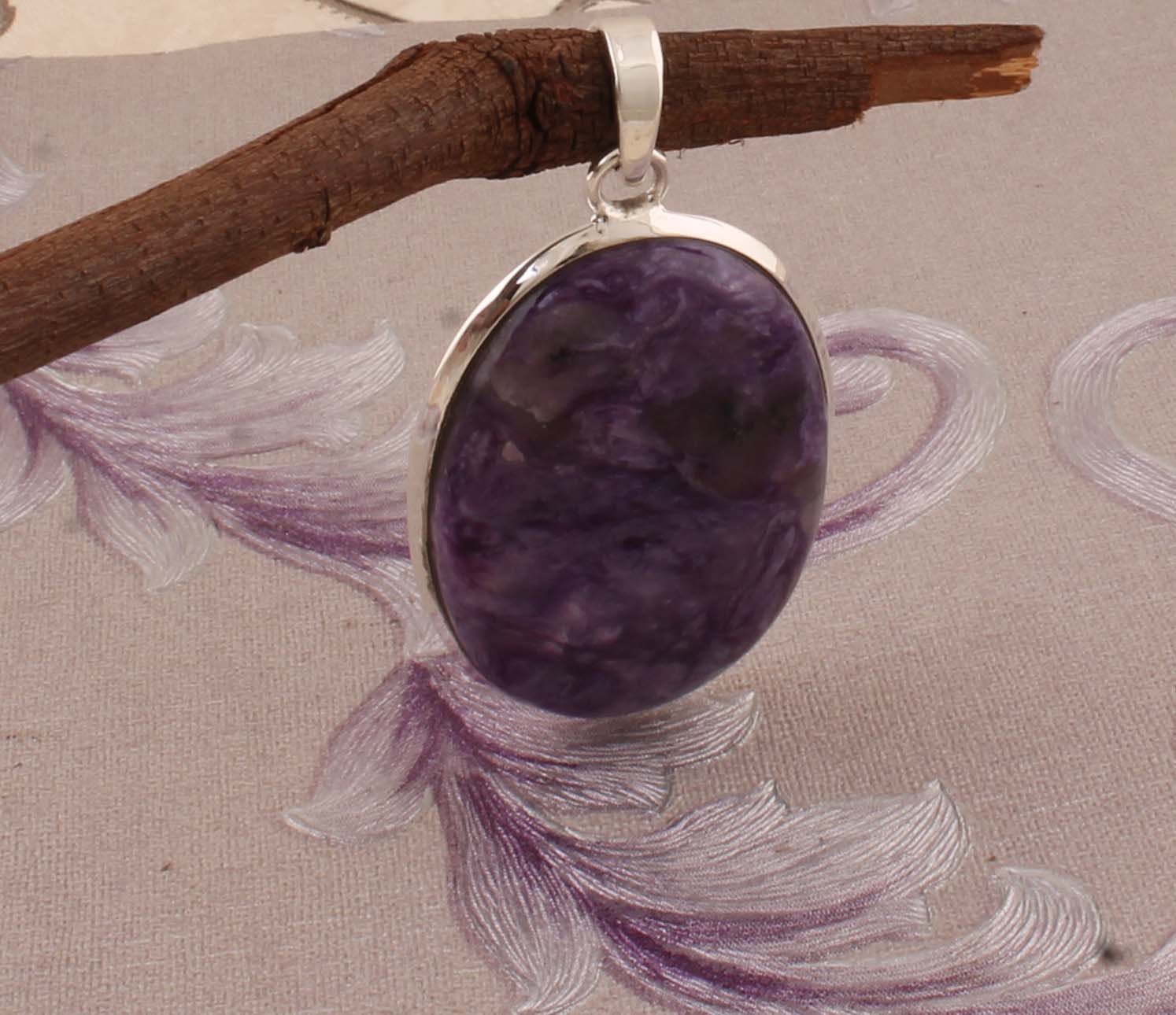 Top Quality Charoite Gemstone Pendant Oval Cabochon Stone | Etsy