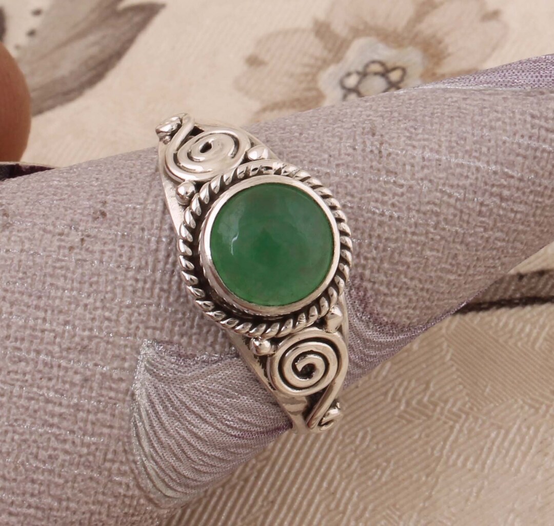 AAA Jade Sterling Silver Ring: Round Stone Index Finger Ring - Etsy