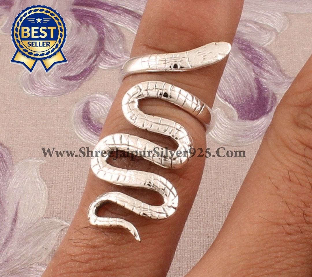 Buy 925 Sterling Silver Designer Snake Adjustable Ring Handmade Online ...
