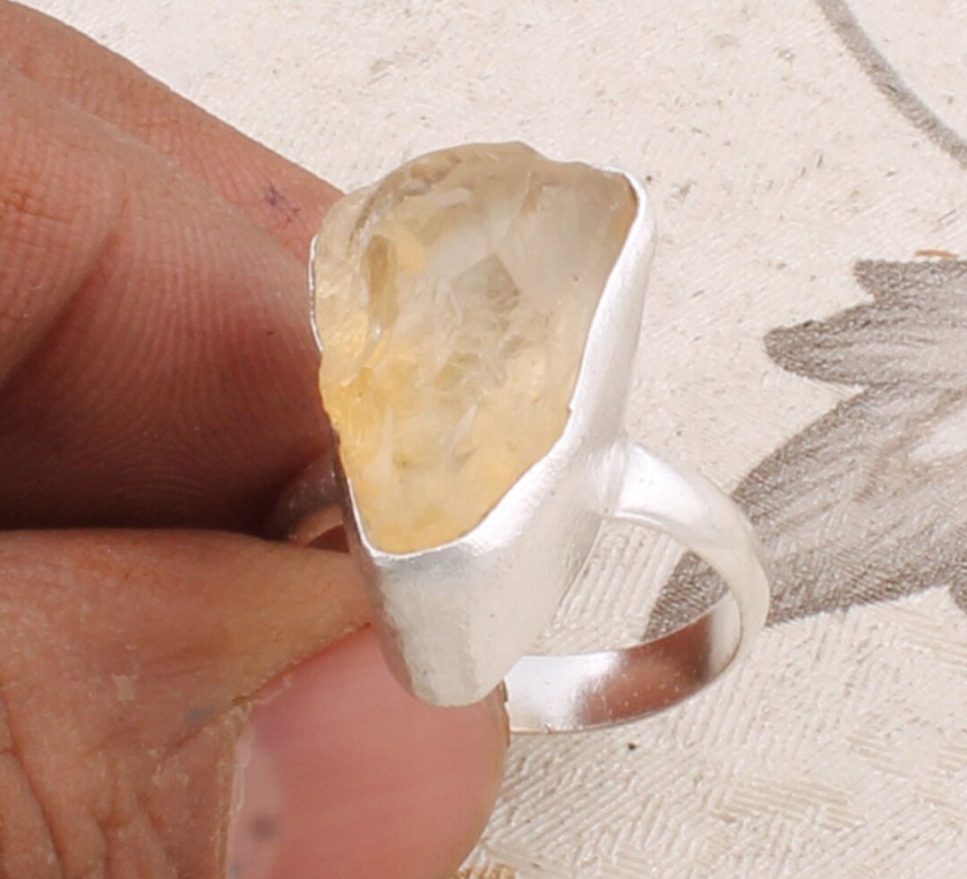 Rough Stone Ring Gold Vermeil Ring Citrine Gemstone Ring - Etsy