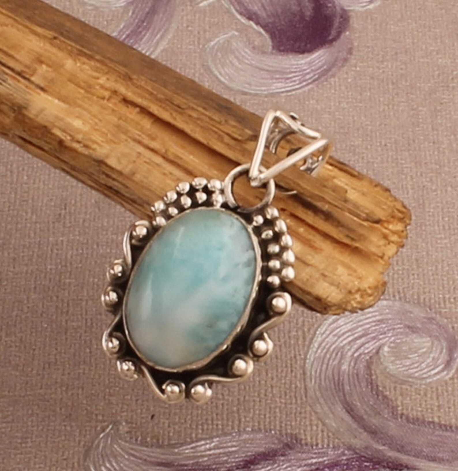 Natural Larimar Oval Shape Gemstone Pendant 925 Sterling | Etsy