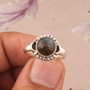 Labradorite Ring, Unique Ring, Natural Labradorite, Gemstone Ring, 925 Sterling Silver Ring ...