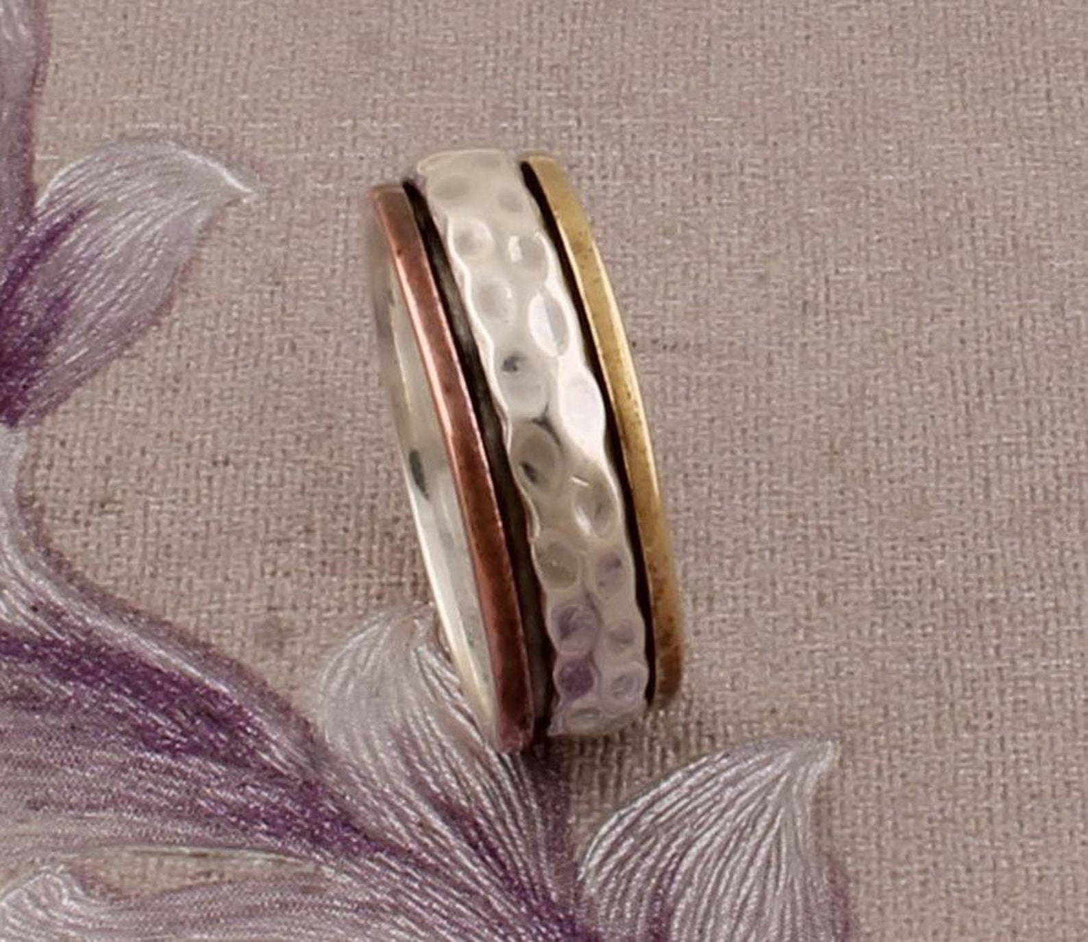 Three Tone Ring 925-sterling Silver Ringspinner Ringantique - Etsy