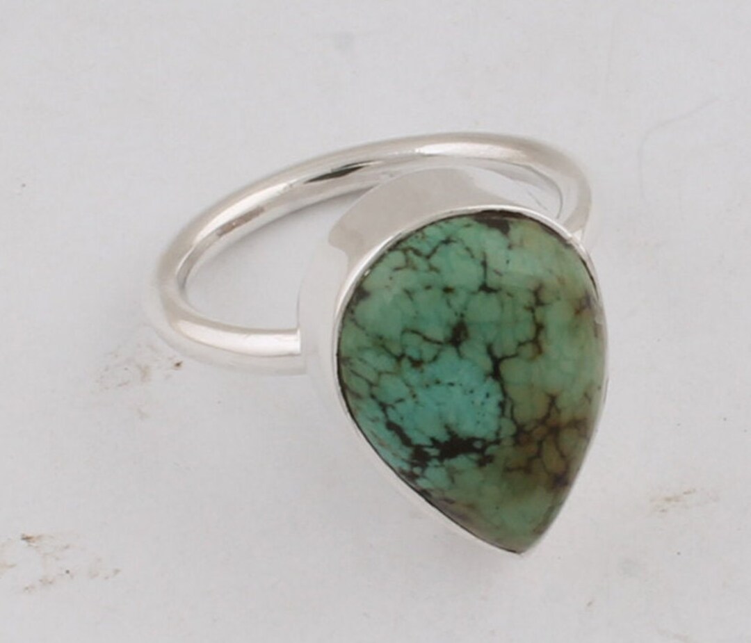Tibetan Turquise Firoza Pear Shape Ring 925-silver Sterling Ring ...
