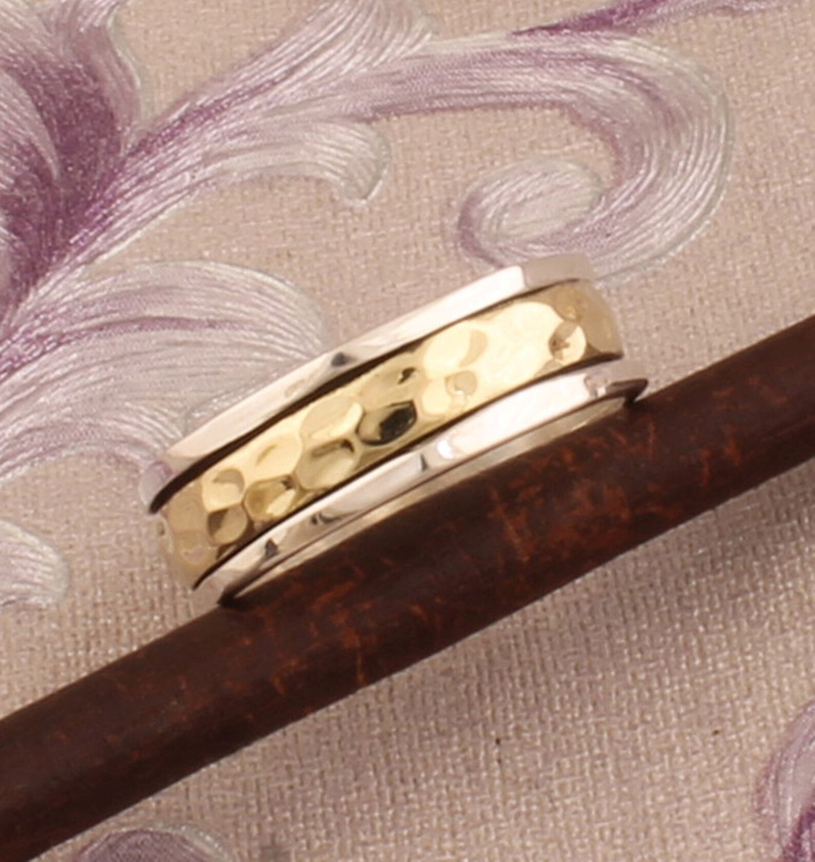 925 Sterling Silver Designer Hammered Spinner Ring | Etsy