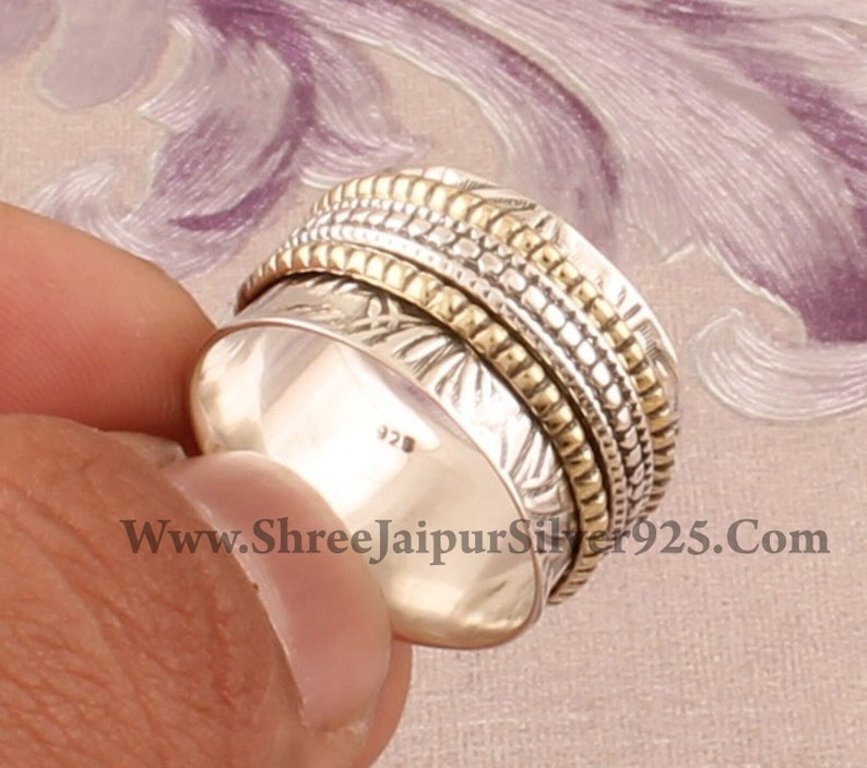 Designer Spin Band Two Tone Spinner Ring 925 Sterling Silver - Etsy