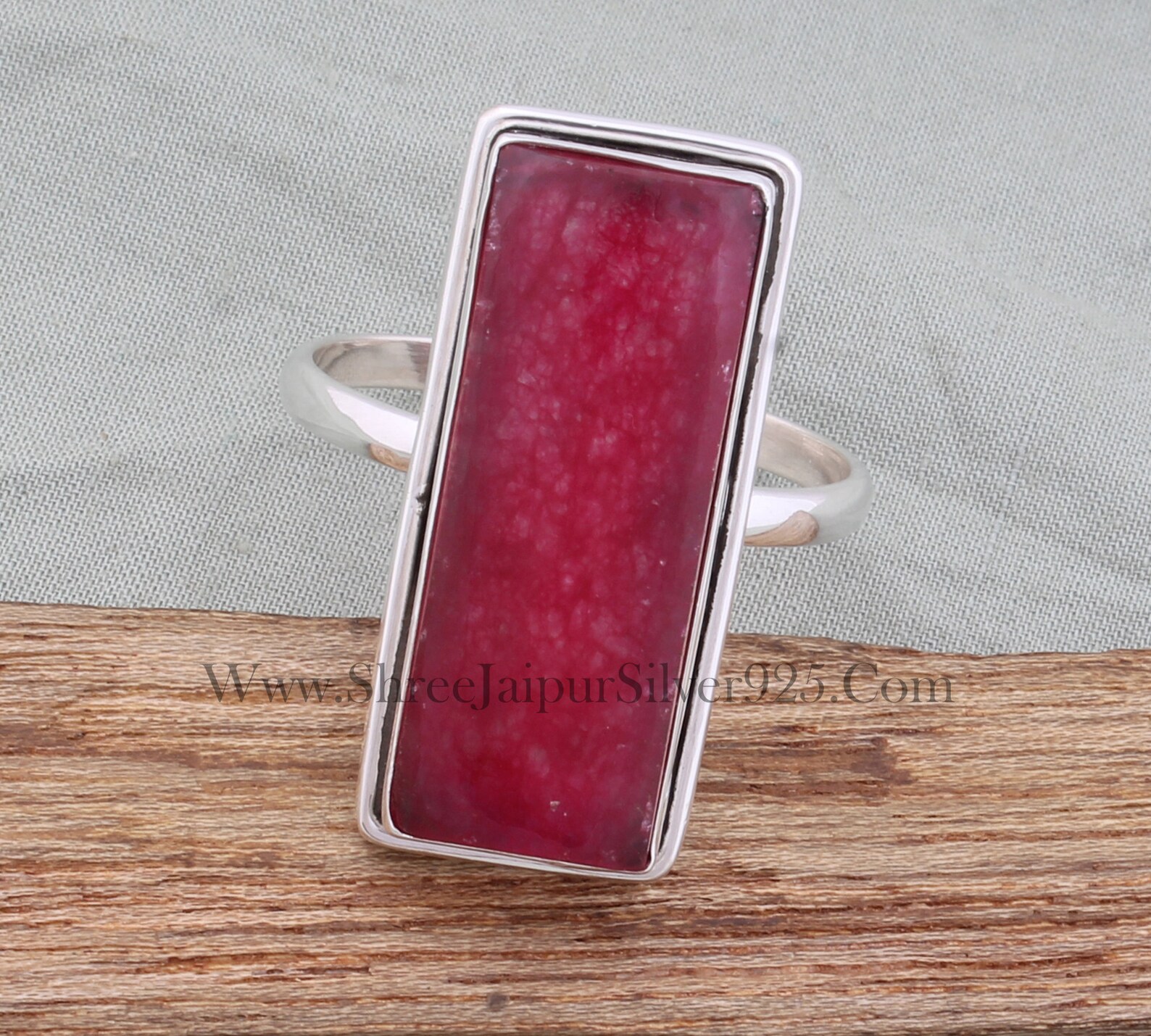 Red Jade Ring 925 Sterling Silver Ring Bar Jade Ring | Etsy