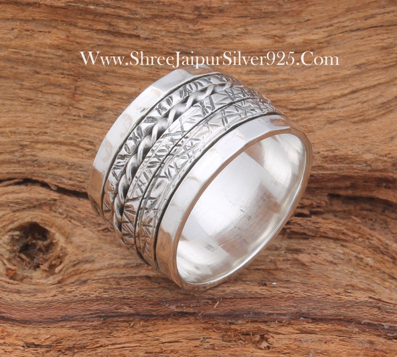 Big Size 925 Sterling Silver Ring SPINNER RING Silver - Etsy