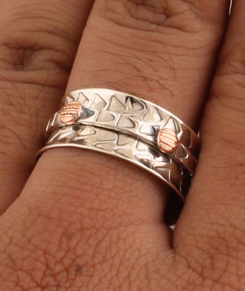 Thumb Ring 925-Sterling Silver Ring Spinner Ring Two Tone | Etsy