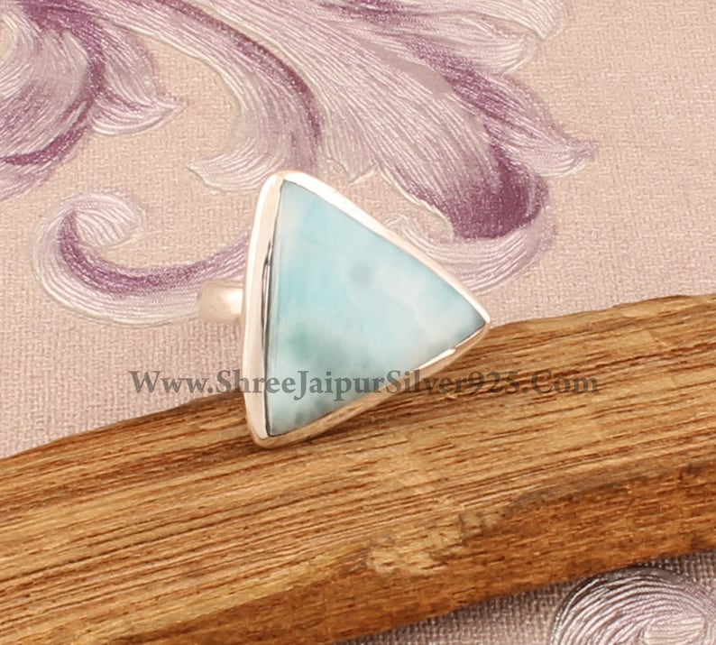 Natural Larimar 925 Sterling Silver Triangle Gemstone Ring for - Etsy