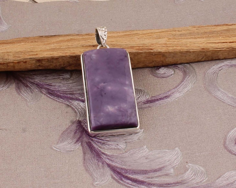 925 Sterling Silver Pendant For Women Natural Charoite Pendant | Etsy