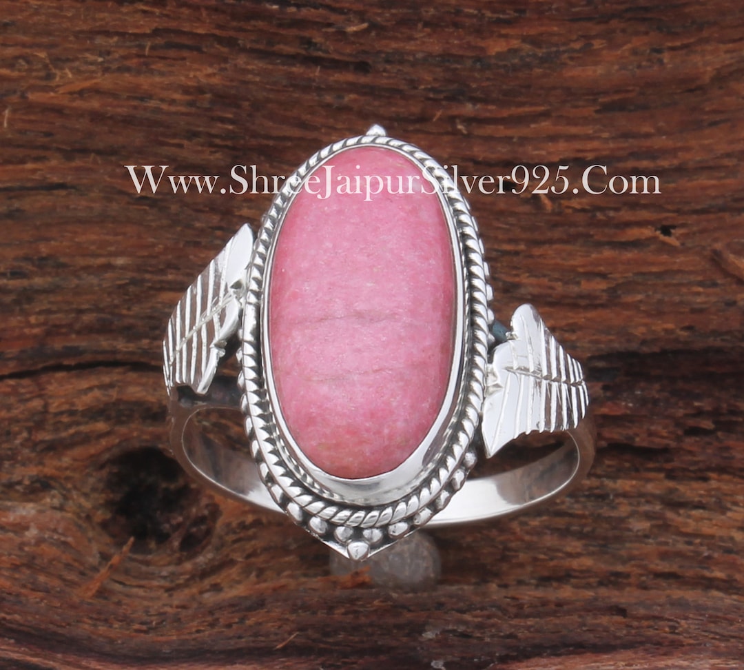 Oval Thulite Ring: Handmade Sterling Silver Gemstone Jewelry - Etsy