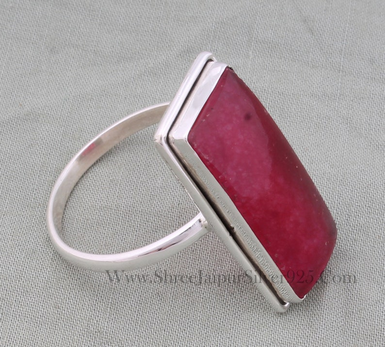 Red Jade Ring 925 Sterling Silver Ring Bar Jade Ring | Etsy