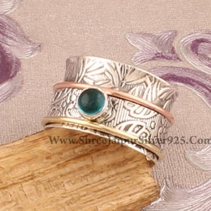 925 SOLID Sterling Silver Neon Gemstone Spinner Ring ...