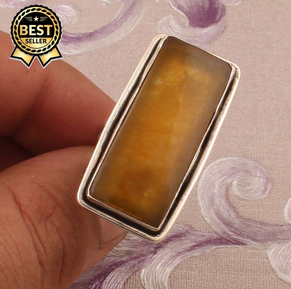 Yellow Jade Ring 925 Sterling Silver Ringbirthstone - Etsy