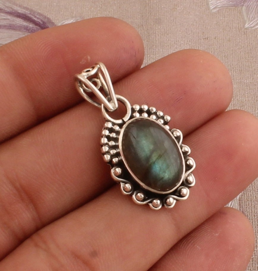 Labradorite Pendant 925 Sterling Silver Pendant Flashy | Etsy