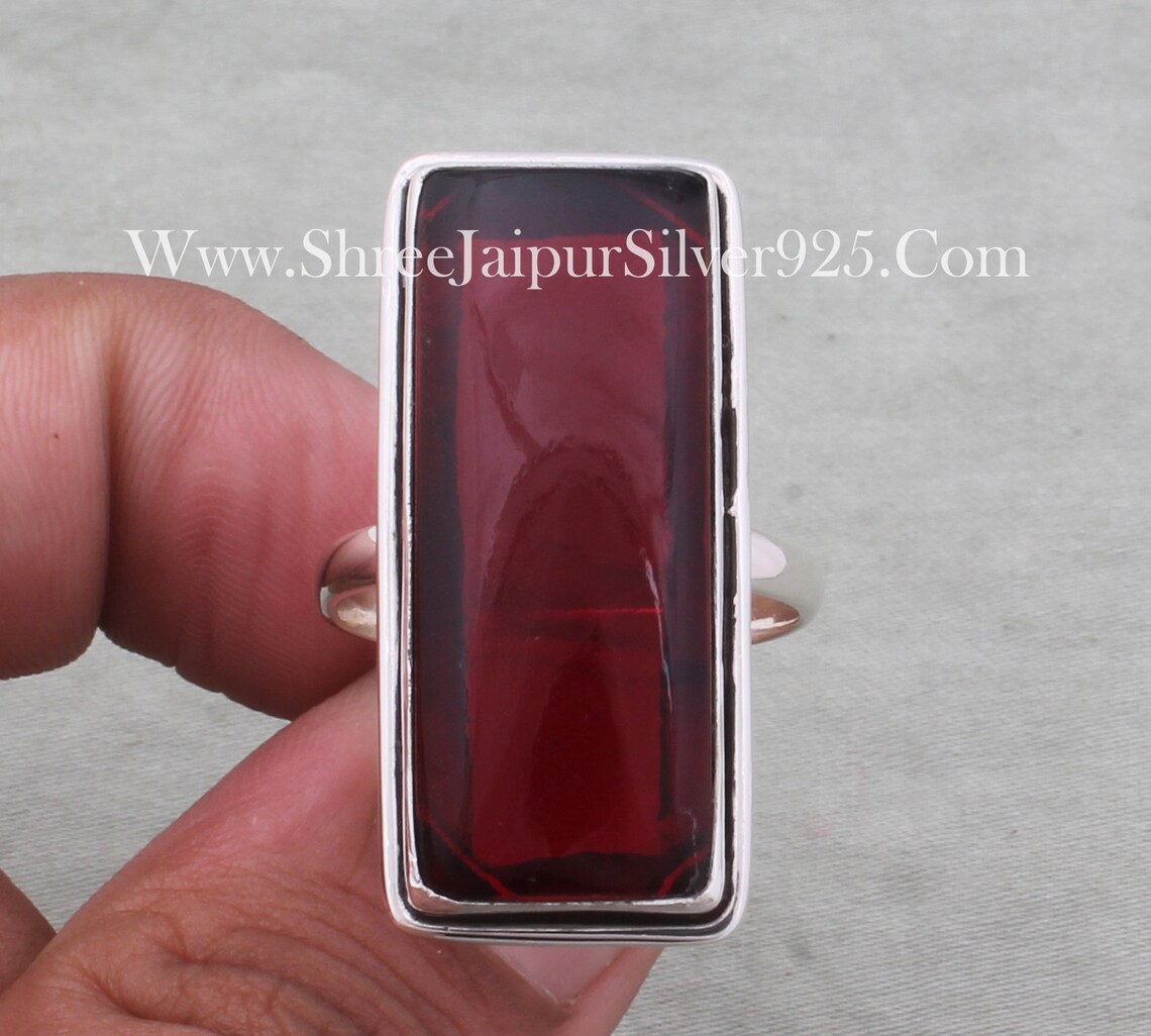 Red Garnet Quartz Solid 925 Sterling Silver Ring for Women - Etsy