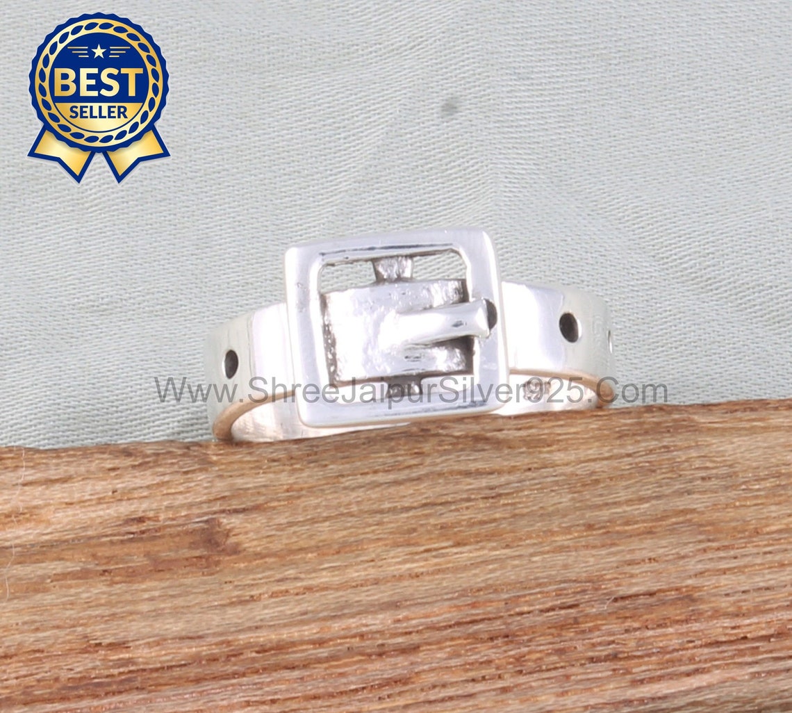 Belt Buckle Solid 925 Sterling Silver Band Ring for Men's - Etsy