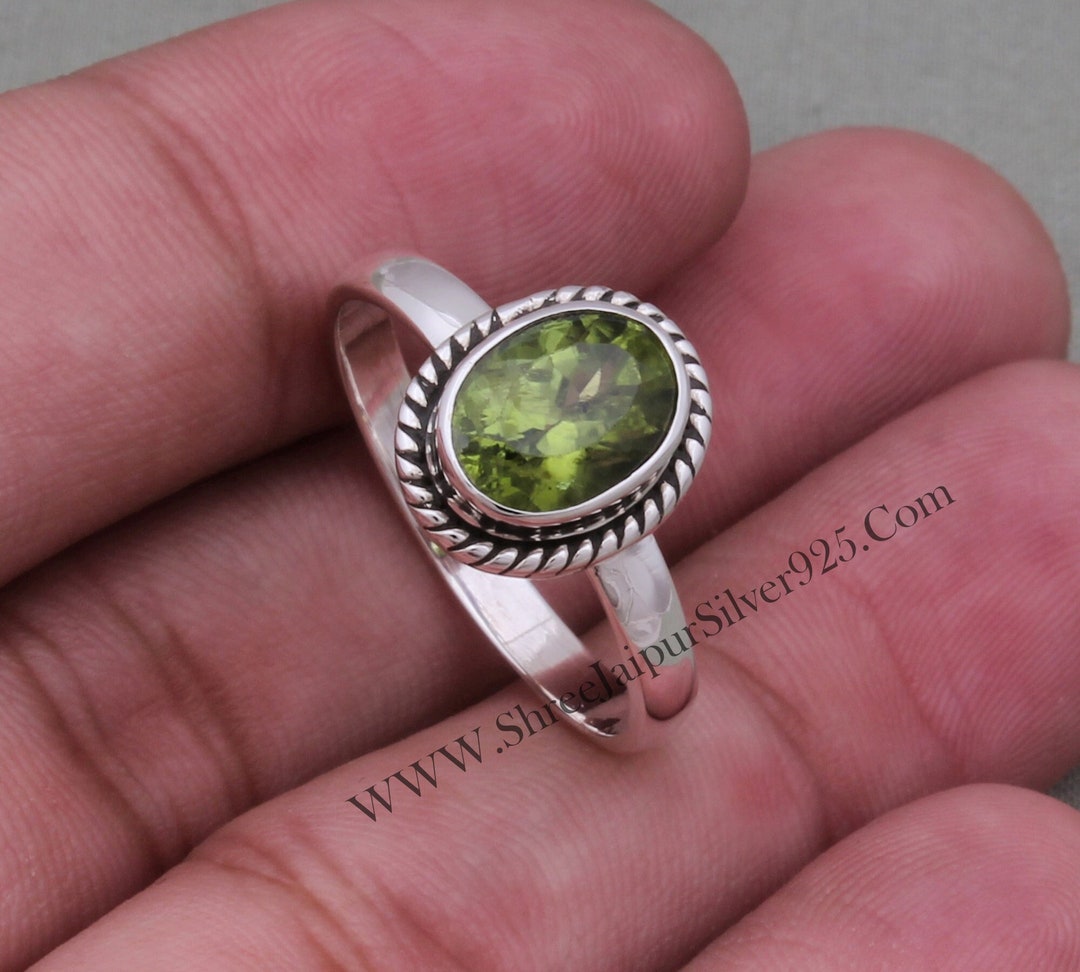 Minimalist Period Ring 925 Sterling Silver Rings Green Oval - Etsy