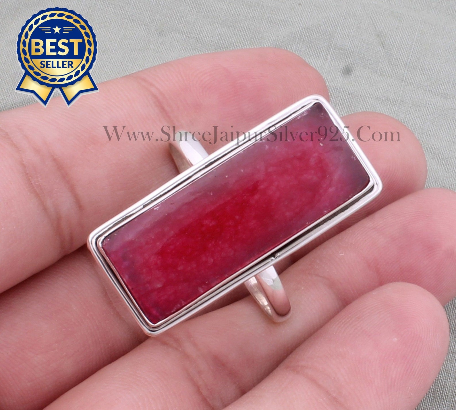 Red Jade Ring 925 Sterling Silver Ring Bar Jade Ring - Etsy