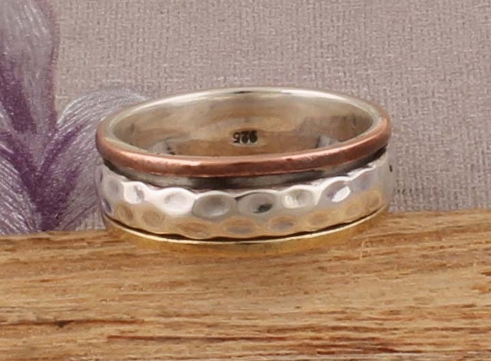 Three Tone Ring 925-sterling Silver Ringspinner Ringantique - Etsy