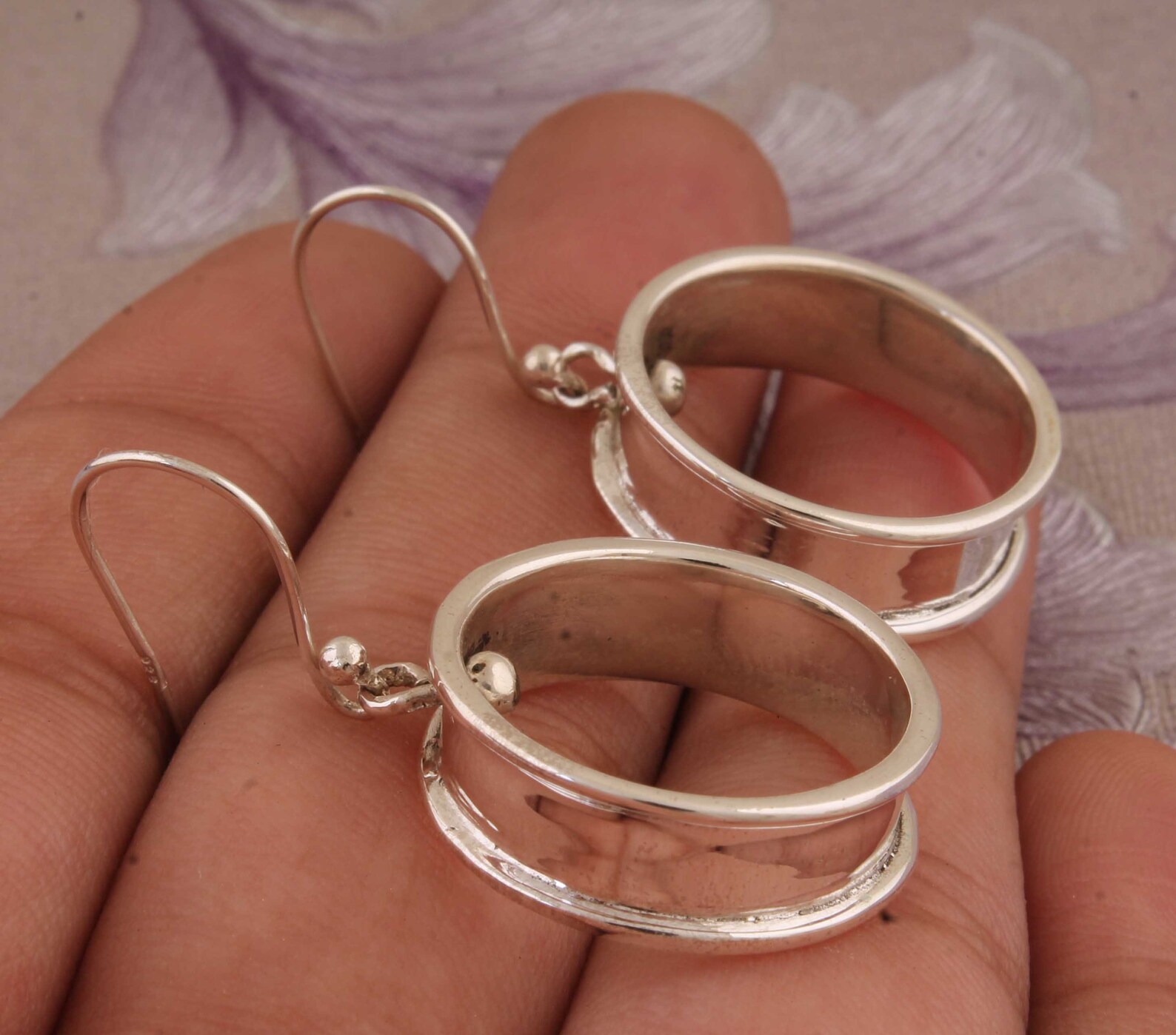 Round Earring,925-sterling Silver Earring,wedding Gift Earring, Big ...