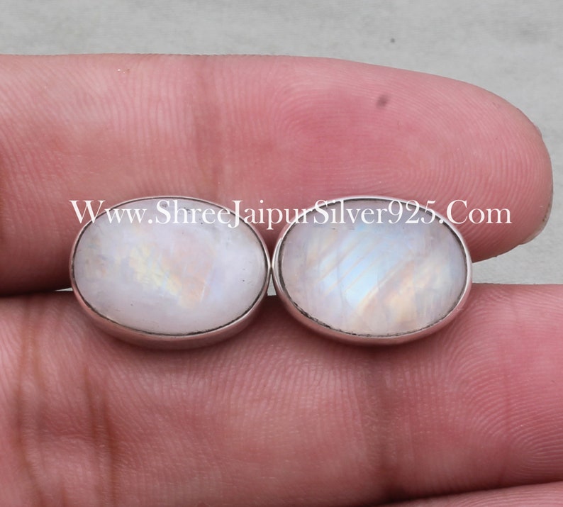 Natural Rainbow Moonstone Silver Cufflink 925 Sterling Silver - Etsy