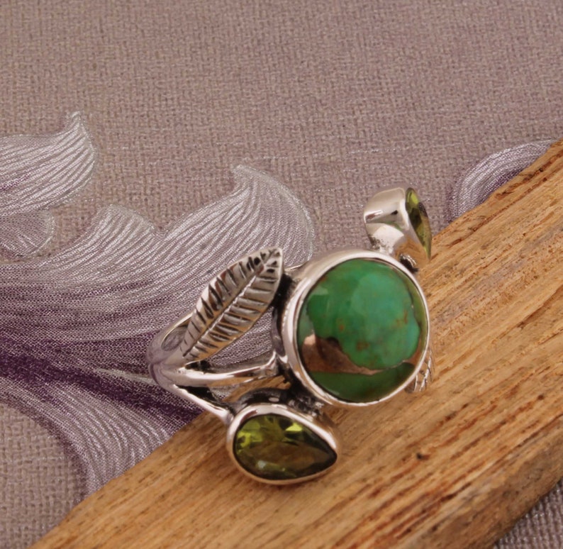 Combo Ring Composite Turquoiseperidot Gemstone's Ring - Etsy
