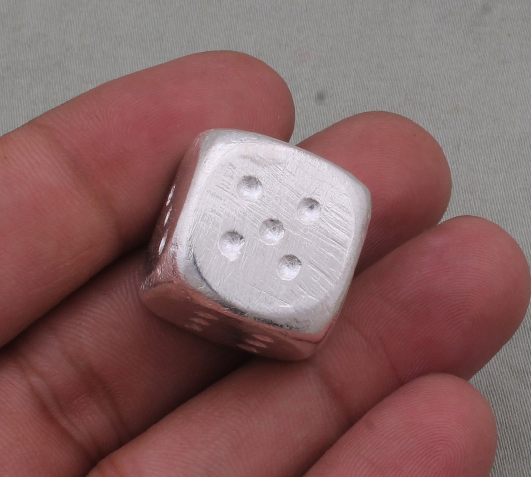1D6 (1 Six Sided) Silver Metallic Dice Silver Plated Deice RPG Tool ...