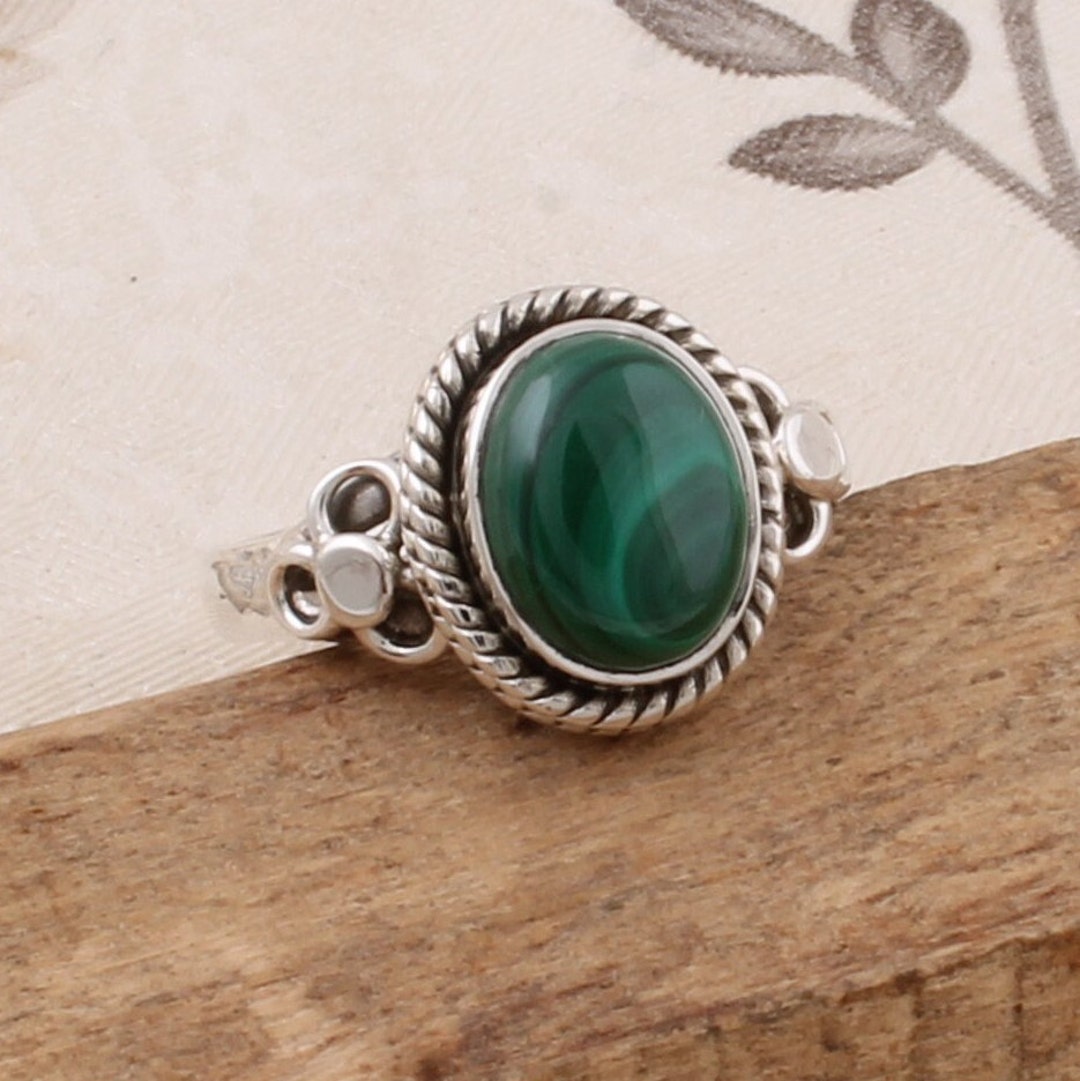 Little Finger Ring Christmas Gift ! Natural Malachite Gemstone Cabochon ...