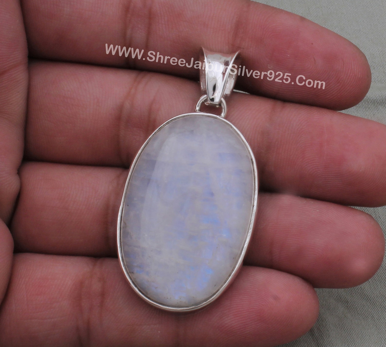 Real Rainbow Moonstone Gemstone Pendantoval Pendant - Etsy