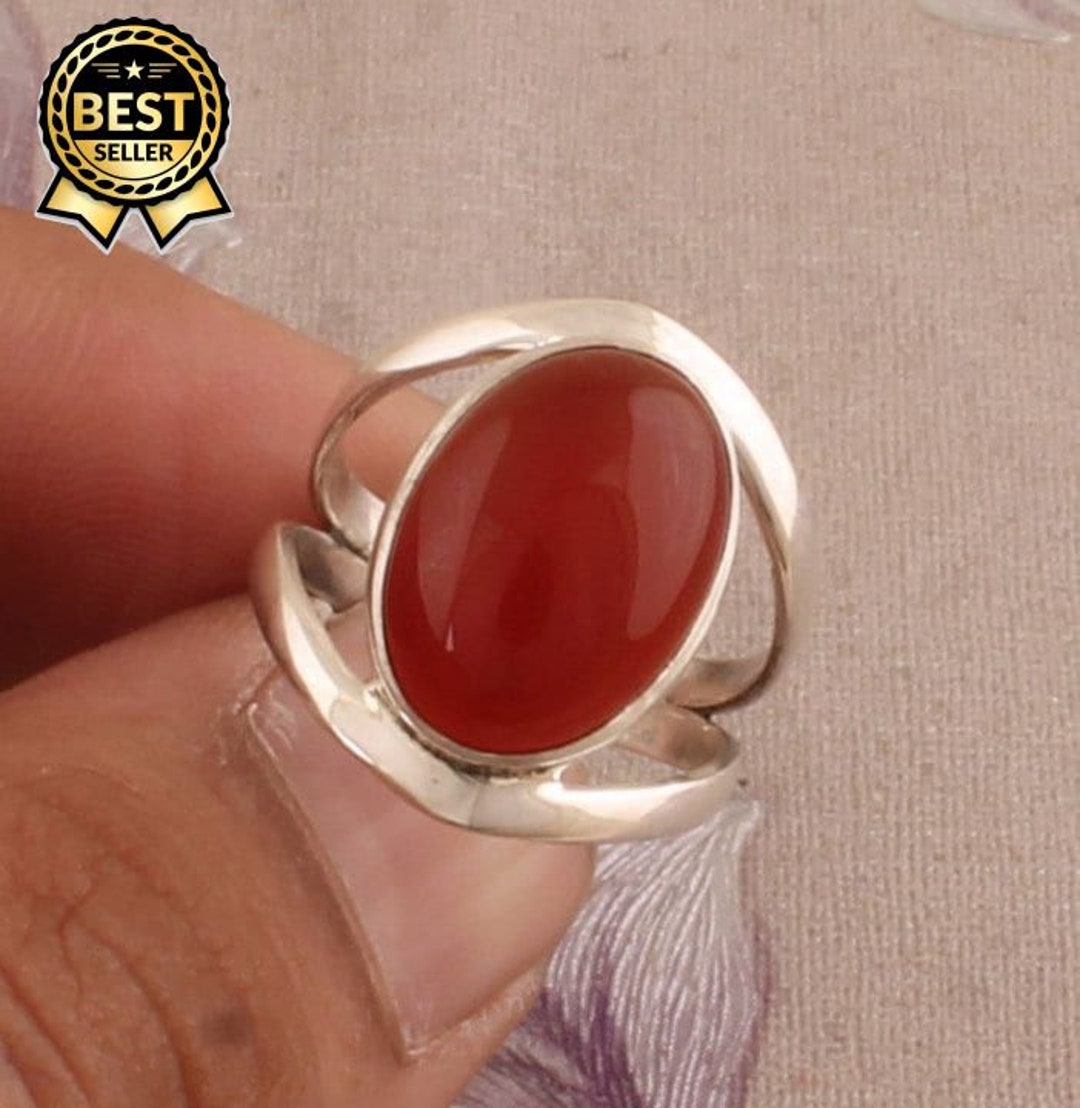 Silver Solid Oval Carnelian Ring 925 Sterling Silver Ring - Etsy