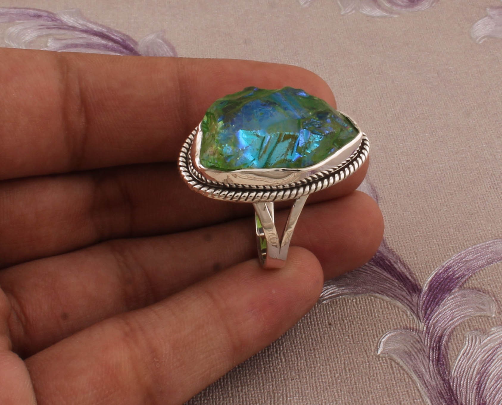 AAAQuality Druzy Quartz Raw Gemstone Ring 925-Sterling Silver | Etsy