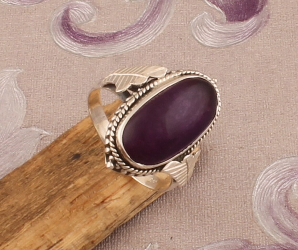925 Sterling Silver Purple Jade Oval Gemstone Ring Designer - Etsy