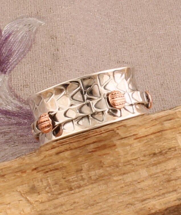 Thumb Ring 925-Sterling Silver Ring Spinner Ring Two Tone | Etsy