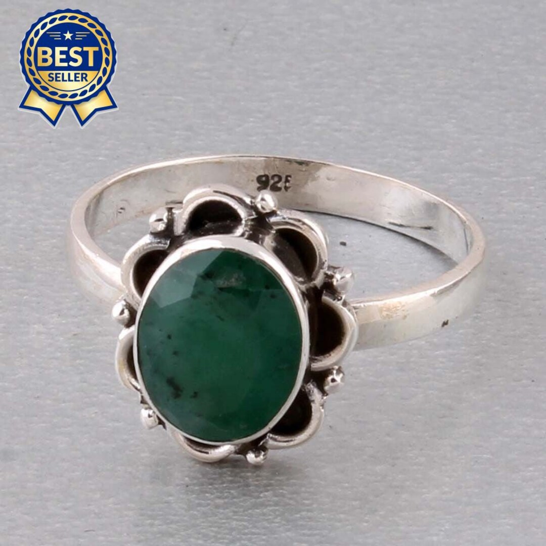 925-sterling Silver Solid Ring Natural Emerald Top Quality - Etsy