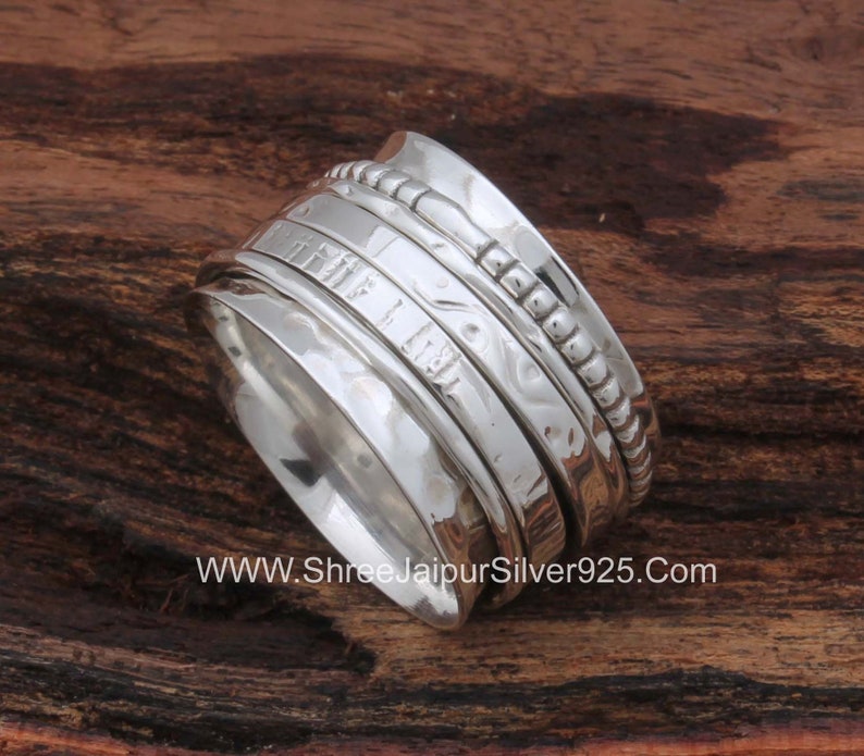 Hammered Solid 925 Sterling Silver Spinner Ring for ETSY - Etsy