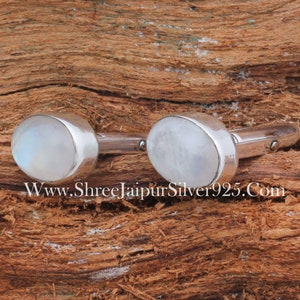 Natural Rainbow Moonstone Silver Cufflink, 925 Sterling Silver Oval ...