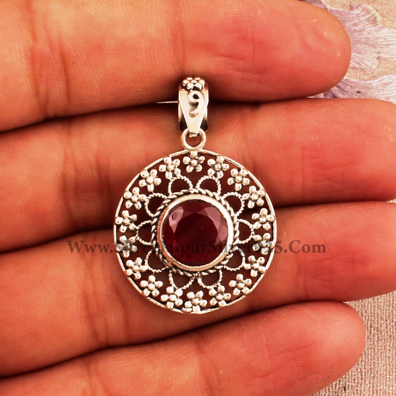 Ruby 925 Sterling Silver Necklace Pendant for Women Ruby - Etsy
