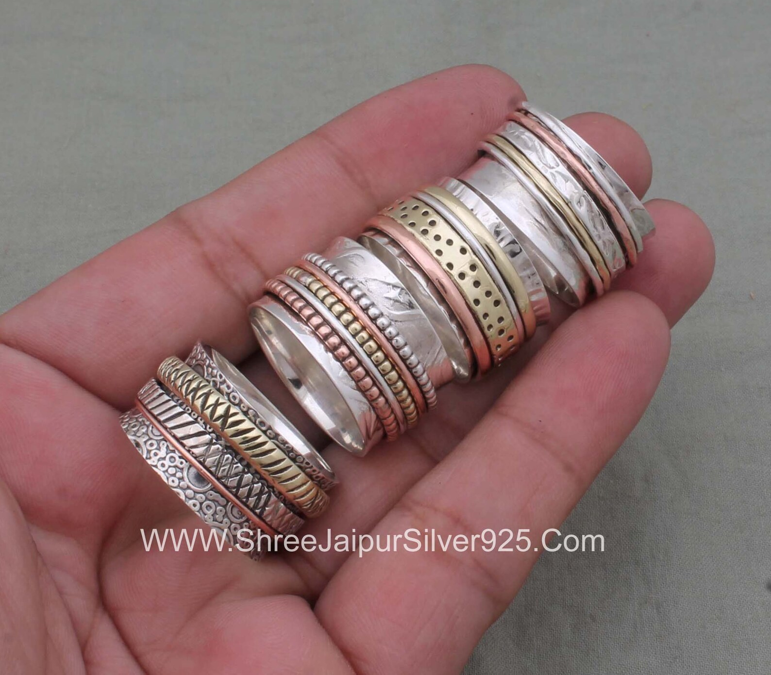 Spinner's 925 Sterling Solid Silver Ring Fidget Anxiety - Etsy